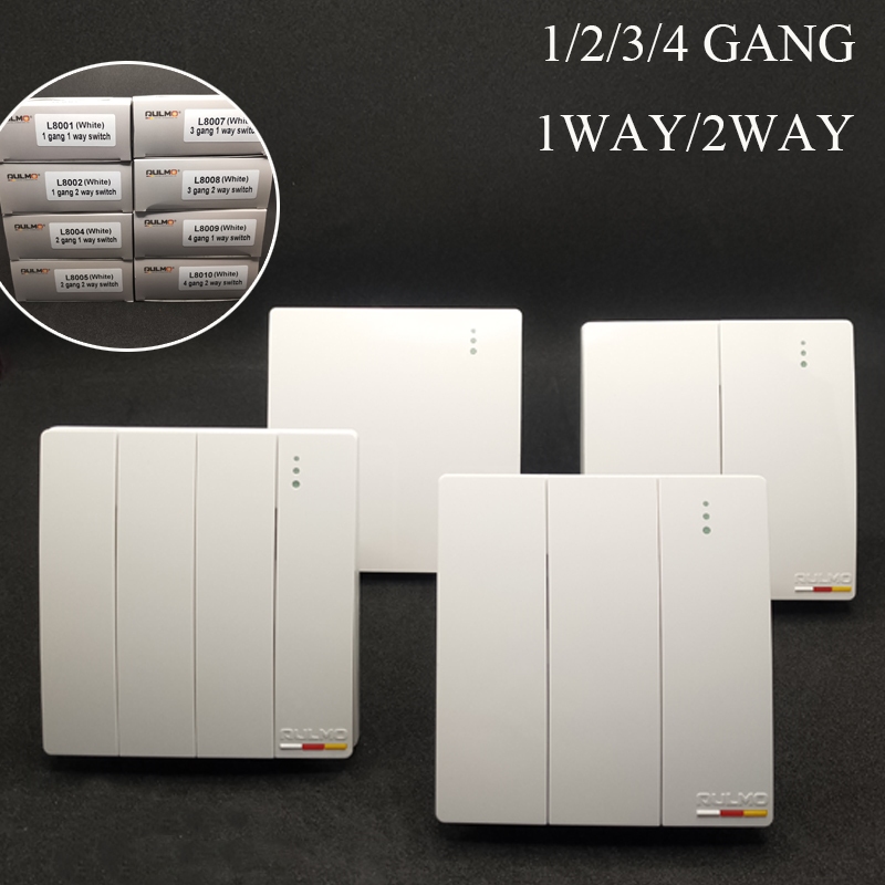 Aulmo White Switch Panel 200-250V 1/2/3/4Gang 1/2Way Road Wall Lighting ...