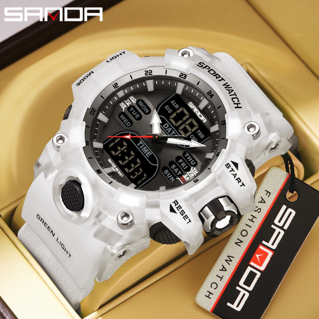 SANDA 6126 Dual Display Men Watches Waterproof Sports Watch Military ...