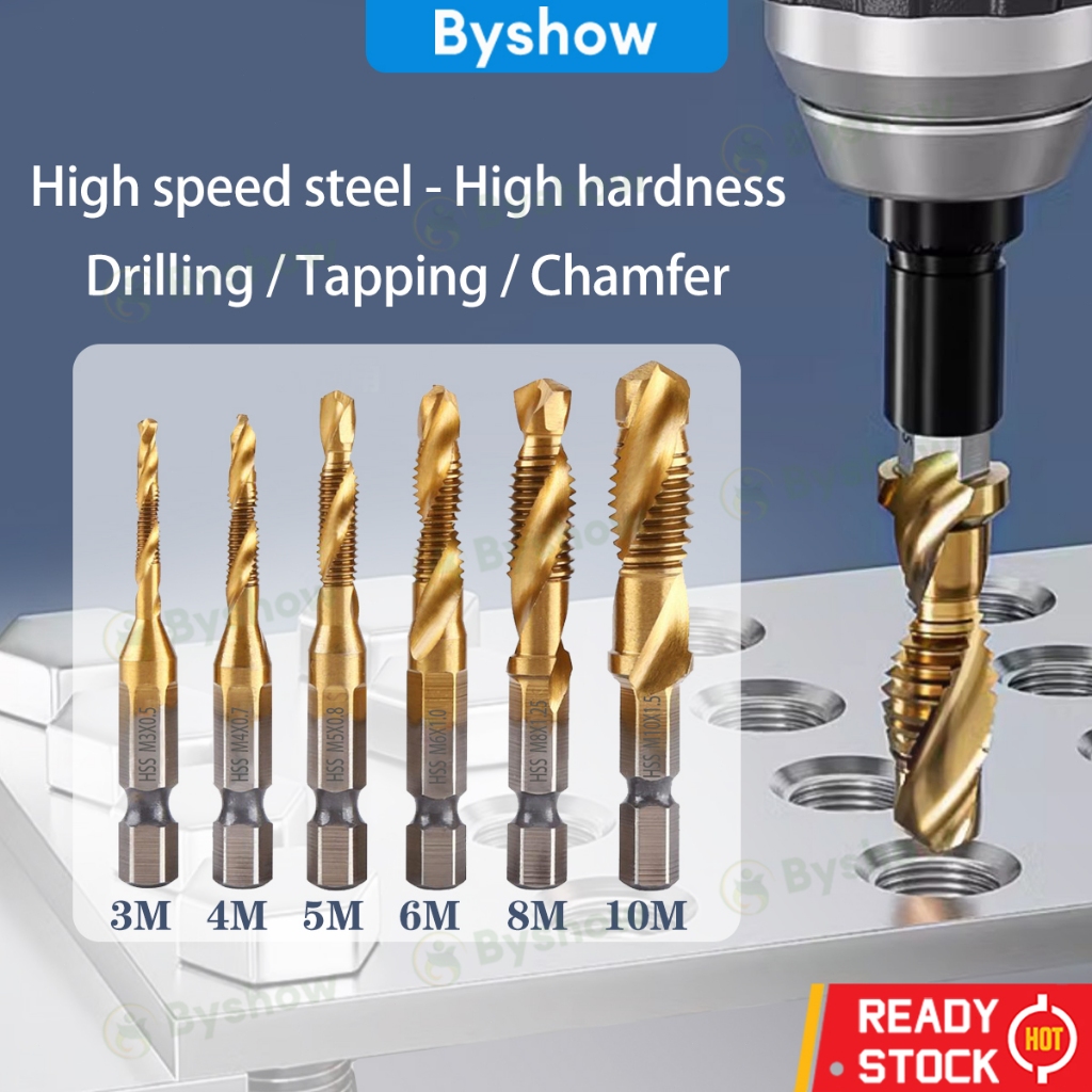 【Byshow】Malaysia In Stock Tap Drill Bits Set Titanium Coated HSS ...
