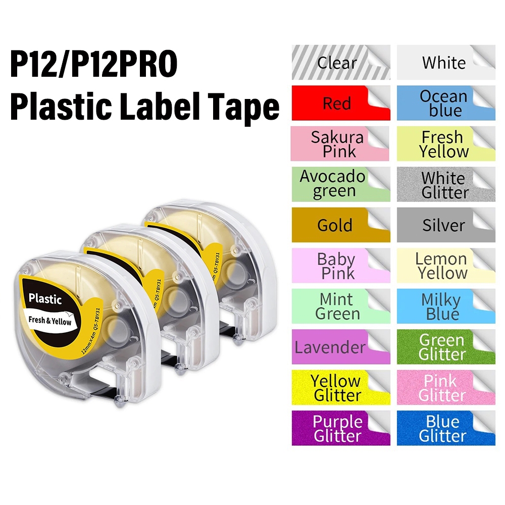 Phomemo P12/P12 Pro Plastic Label Tape (12mm x 4M/3 Packs) | Shopee ...
