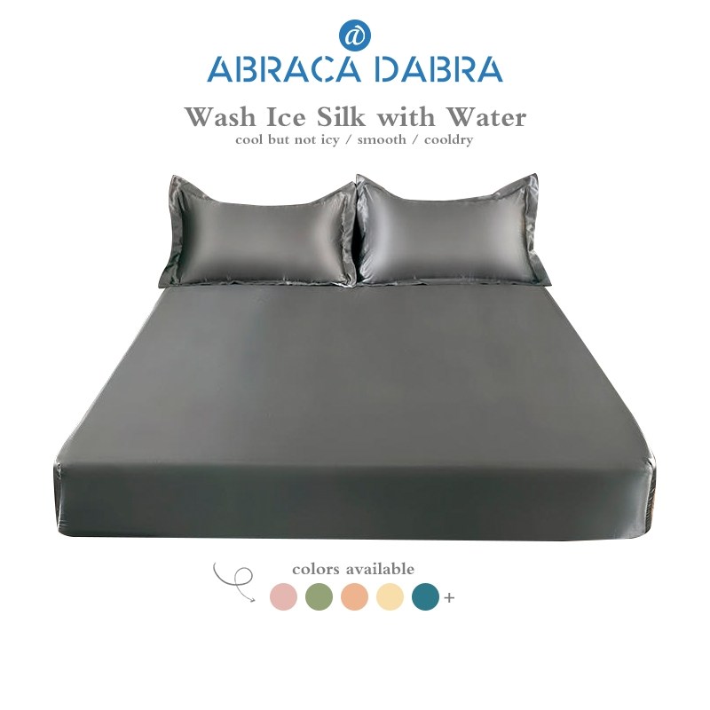 Abraca Dabra Ice Silk Washed Fitted Bedsheet With Elastic Rubber ...