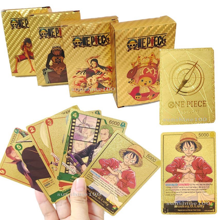 One Piece Gold Foil Card Anime Luffy Zoro Nami Collection PVC English ...