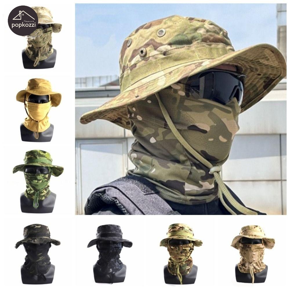 Popkozzi Fishing Cap Full Face Mask Set, Wide Brim Colorful Balaclava ...