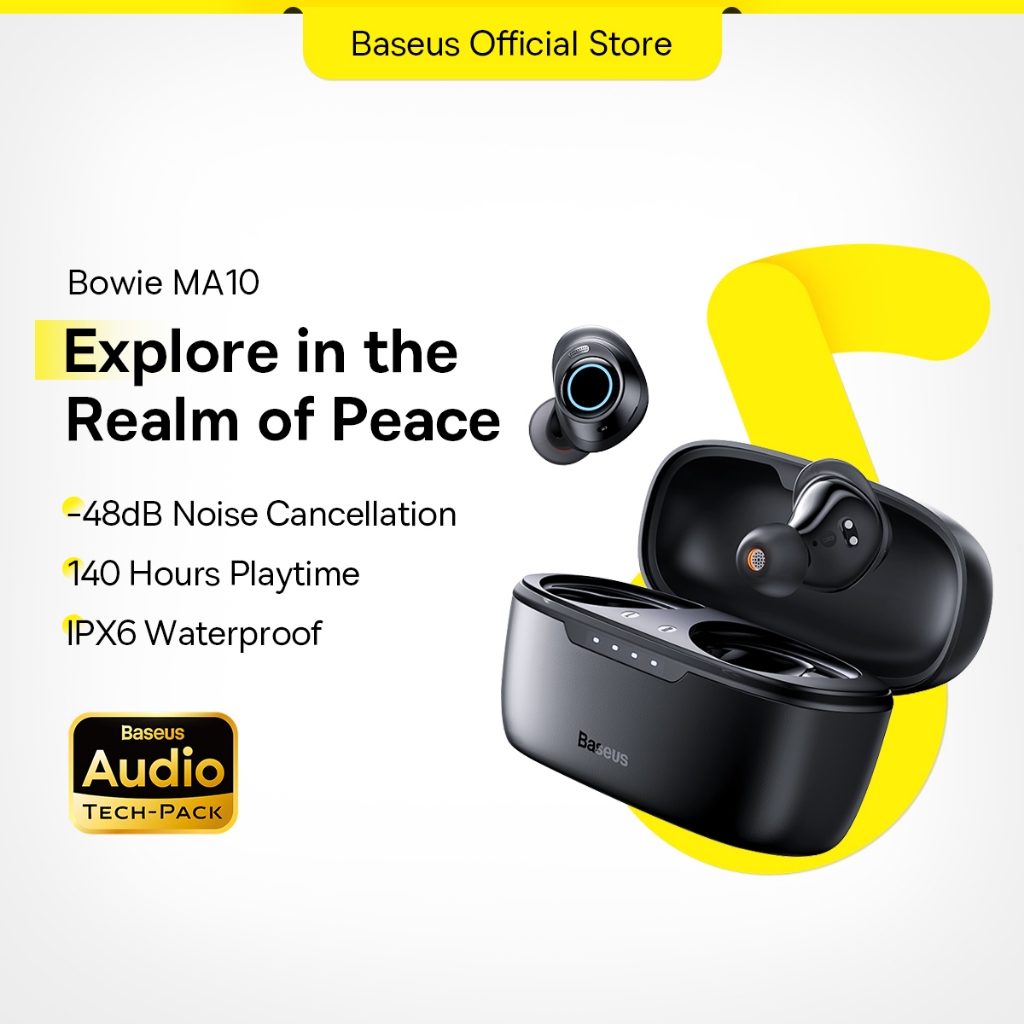 Baseus MA10 ANC Wireless Earphone Bluetooth 5.3 -48dB Noise Cancelling ...