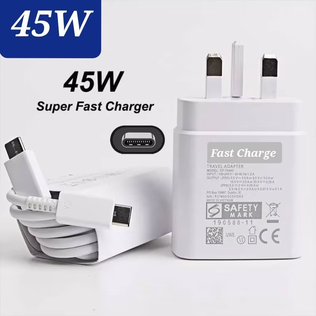 45W Super Fast Charger UK Plug Adapter Type C Cable For A71 A80 A91 ...