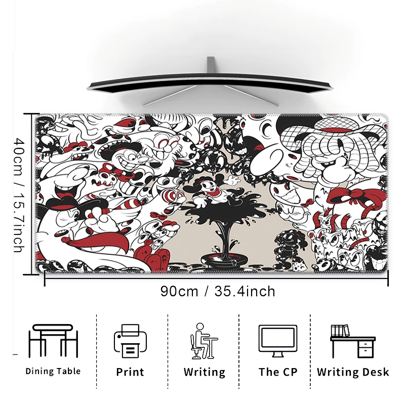 Office Carpet Gaf Deskmat Rubrehose Gaming Mouse Pad Black and White ...