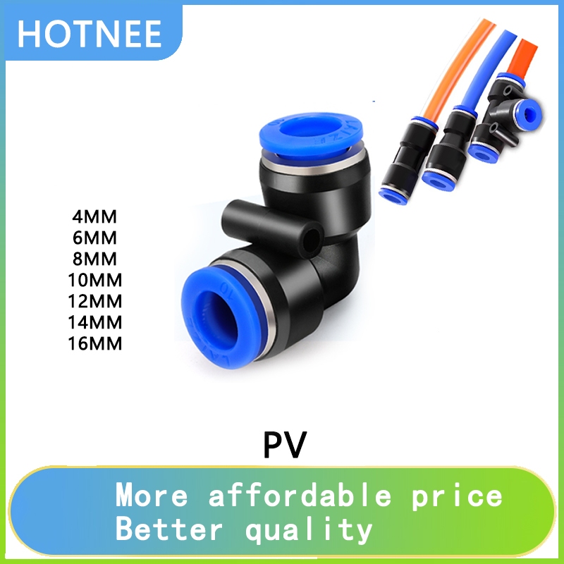 PV Pneumatic Fitting Elbow Union 4mm 6mm 8mm 10mm 12mm Air Hose Plastic ...