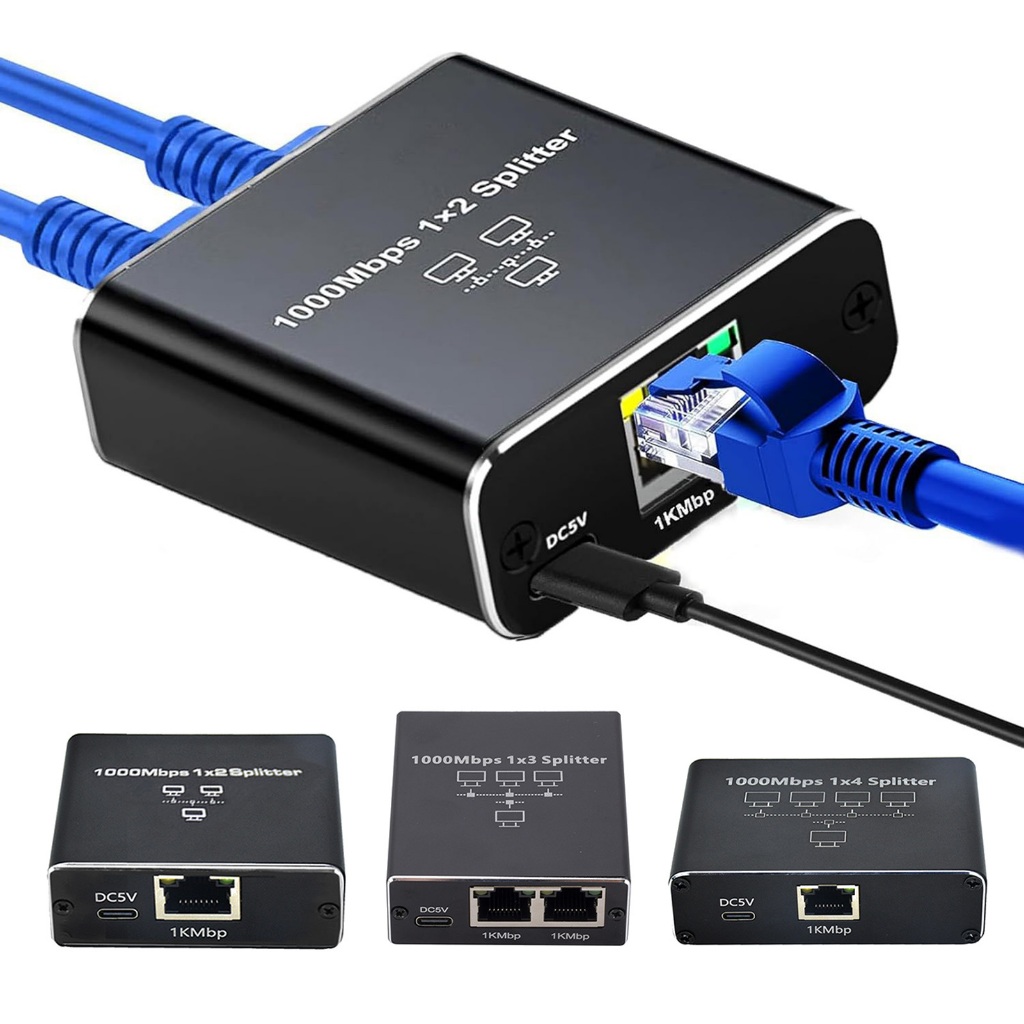RJ45 Splitter 1 to 2/3/4 Ethernet Adapter Gigabit 1000M 1X2 Network ...