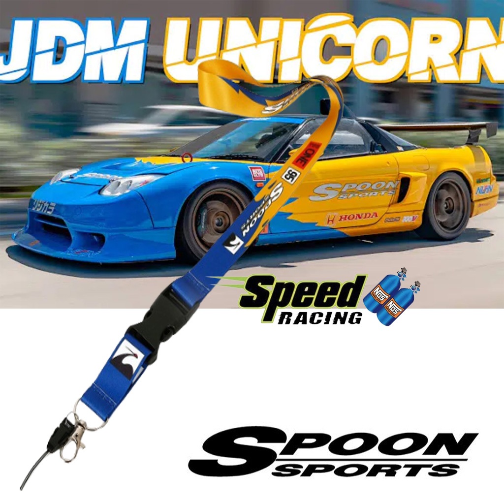 JDM Speed Racing Sports Spoon Lanyard Key Mobile ID Card Hanging Strap ...