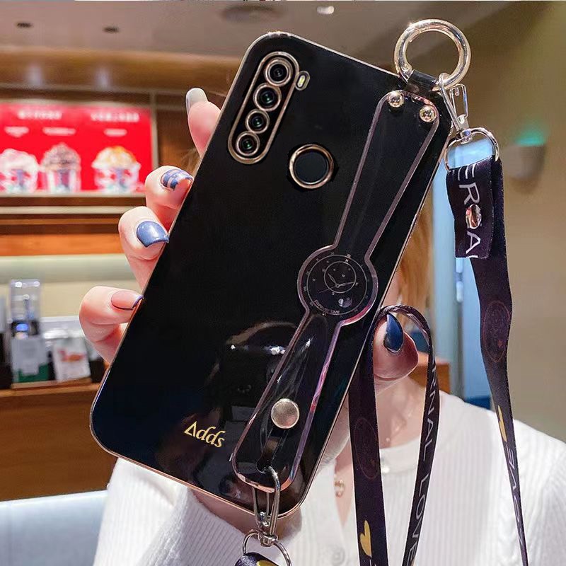 Casing Redmi Note 8 Electroplated Wrist Strap Phone Case with Hanging ...