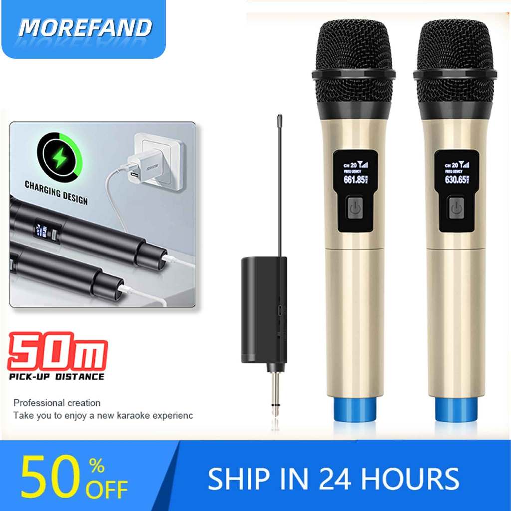 Wireless microphone, gold dual microphone, no interference, handheld ...