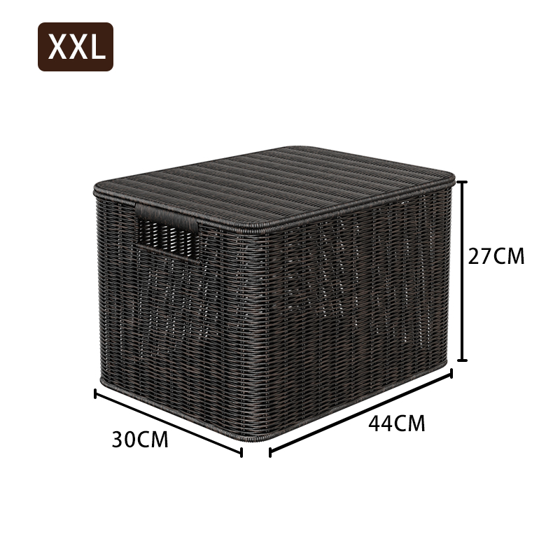 XXL Size Rattan Basket with Lid Hand-Woven Wicker Basket Rattan Storage ...