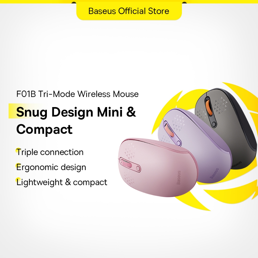 Baseus F01B Tri-Mode Bluetooth Wireless Silent Mouse For Tablet Laptop ...