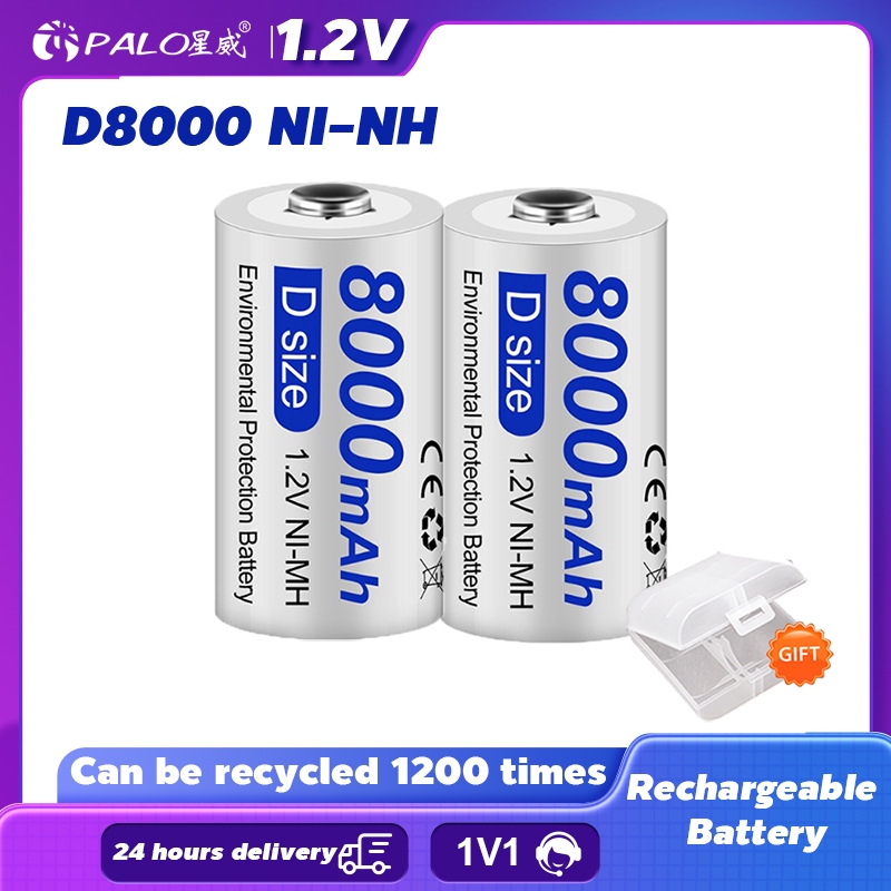 PALO⚡2Pcs 1.2V D size 8000mAh Ni-CD Rechargeable Batteries Charger D ... PALO⚡2Pcs 1.2V D size 8000mAh Ni-CD Rechargeable Batteries Charger D ...