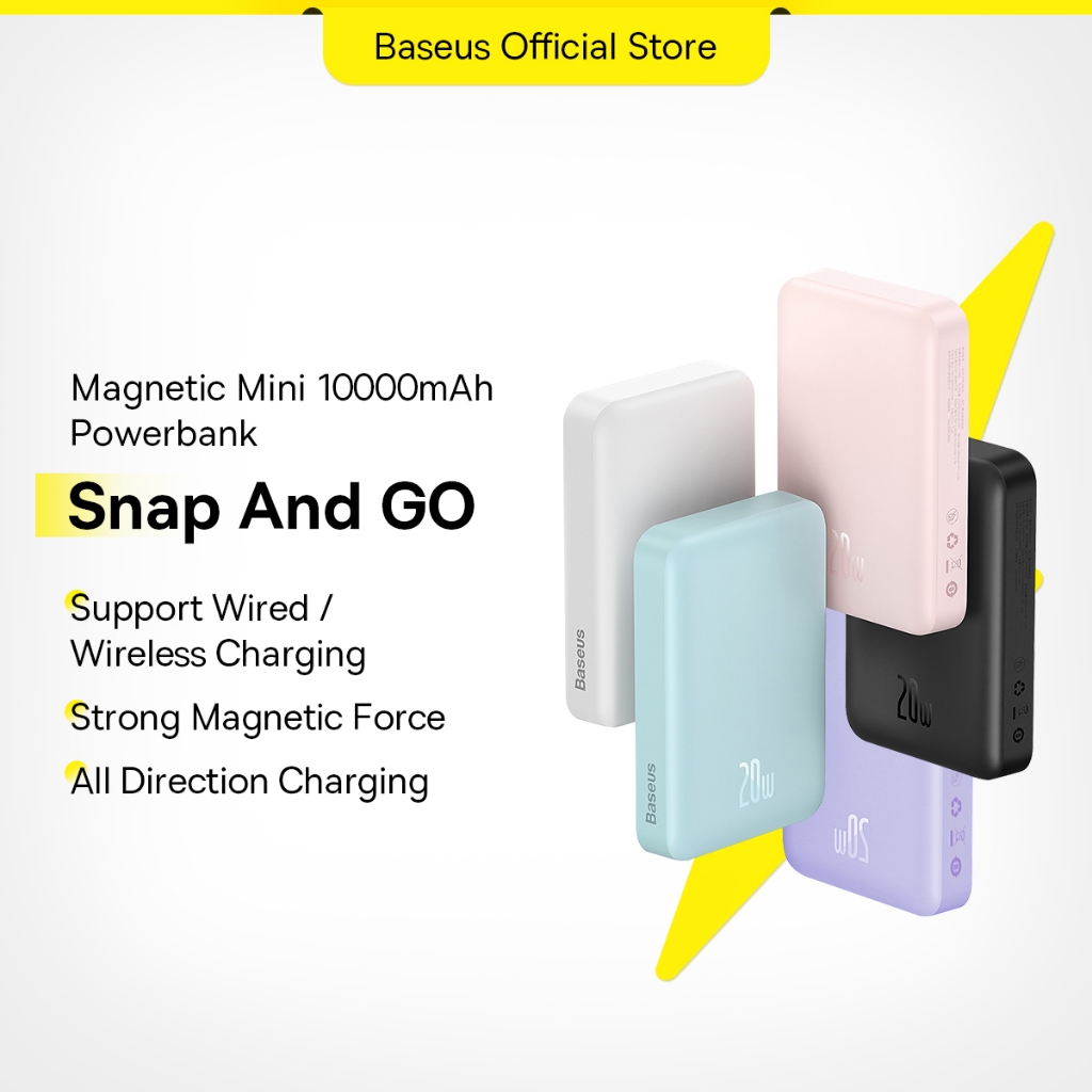 Baseus Power Bank Mini Magnetic Wireless Fast Charge With Auto-Wake For ...