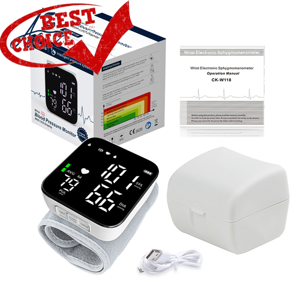 Original Rechargeable LED Wrist Blood Pressure Monitor Voice Broadcast ...