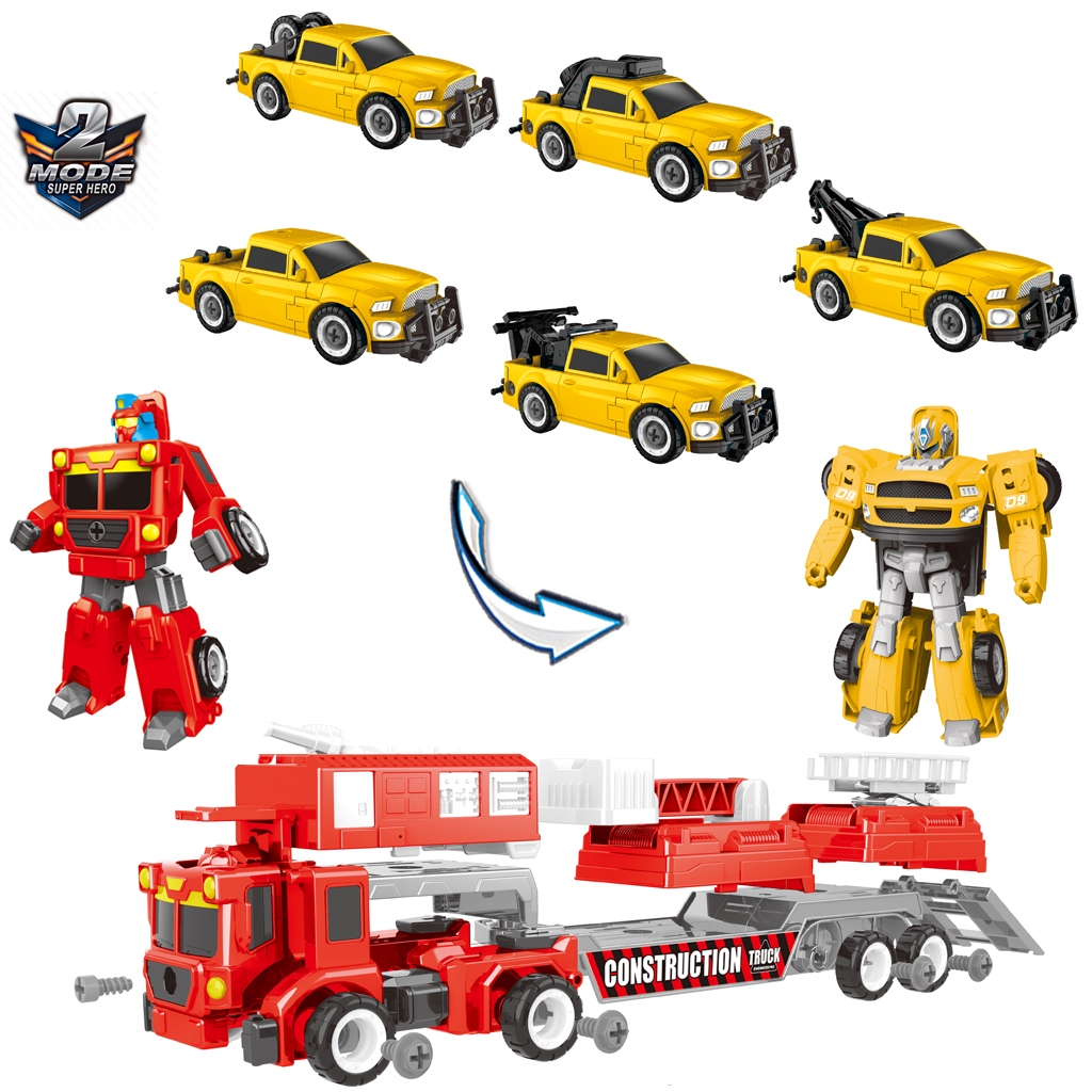 Children's DIY disassembly transformer robot toy fire truck military ...