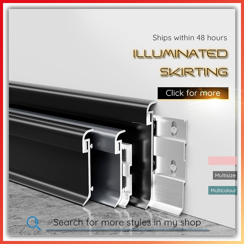 With Light Type Aluminum Alloy Baseboard Luminous 6/8cm Stainless Steel ...