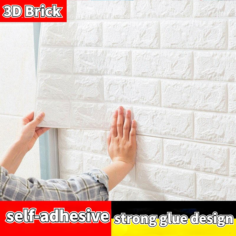 Brick Design Foam 3D Wall paper Dinding adhesive DIY Wall Stickers PE ...