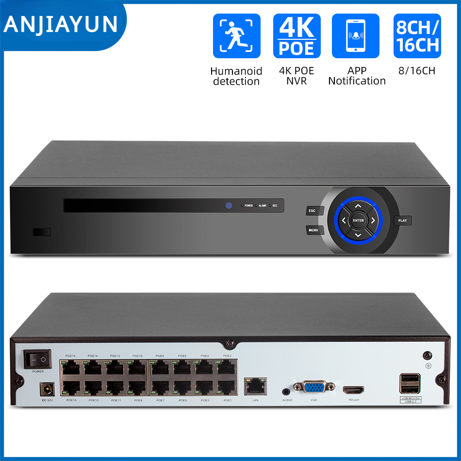 8 Channel CCTV Network Video Surveillance Recorder 4K POE NVR System ...