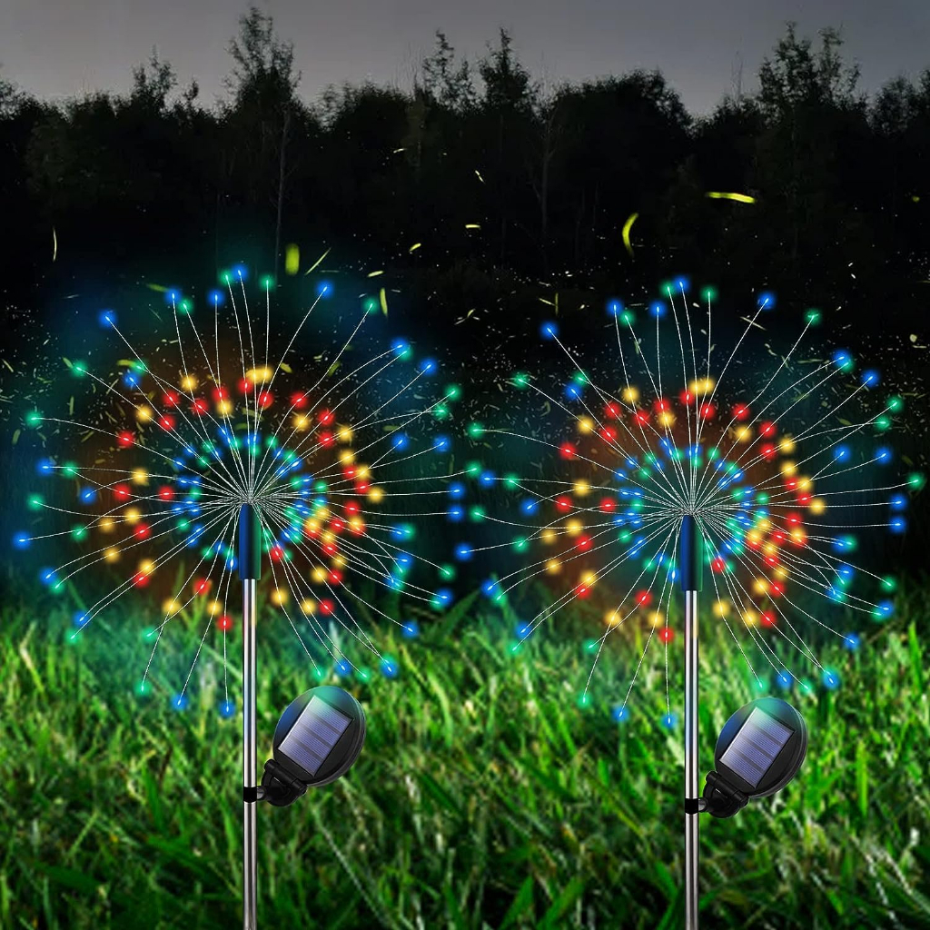 Outdoor Solar Fireworks Light 90LED/120LED Solar Ground Plug Fireworks ...
