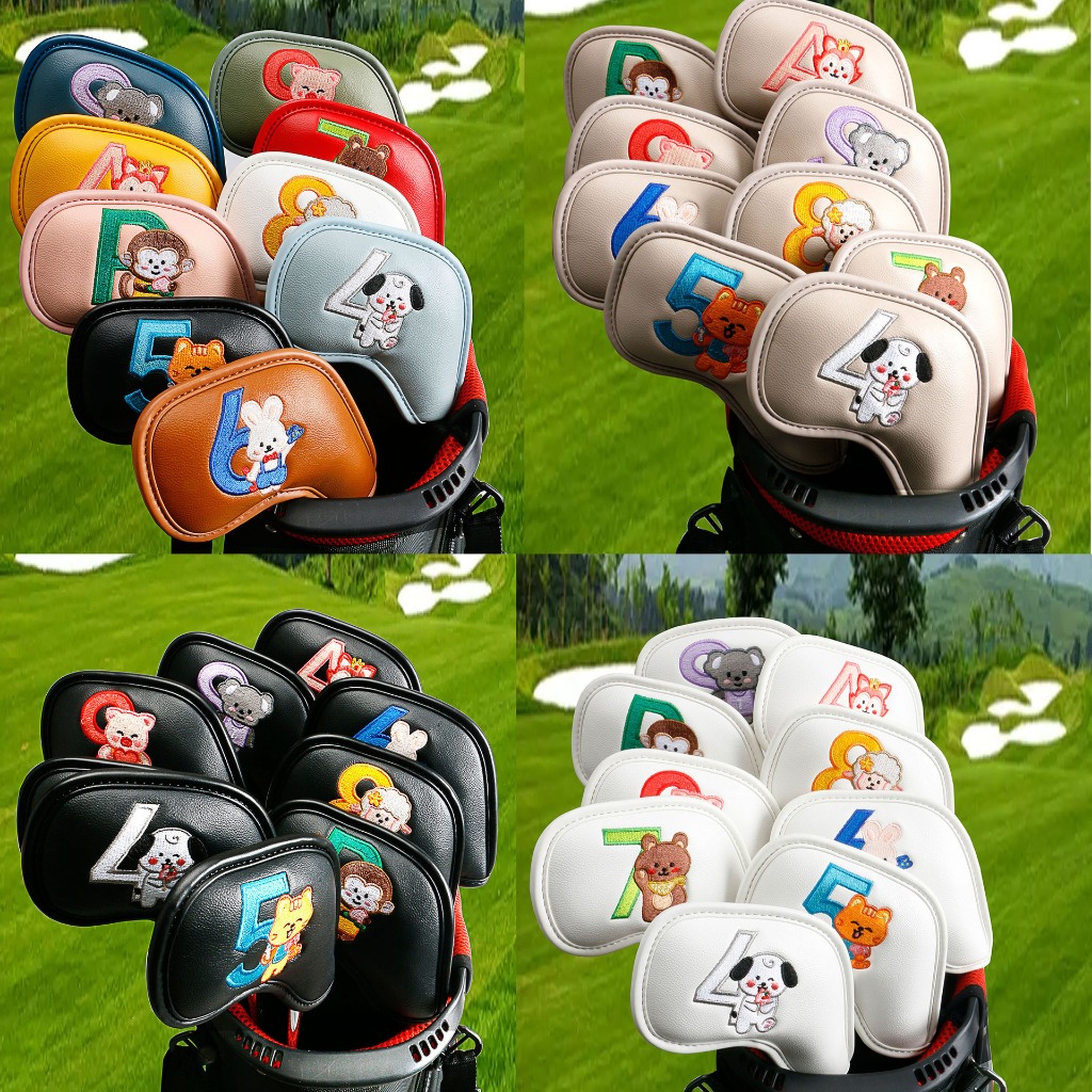 New Cartoon Boutique Leather Golf Iron Cover Head Protective Cover Golf ...
