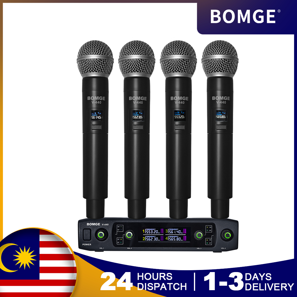 BOMGE V440 Wireless Microphone, Professional 4 Channels Karaoke ...