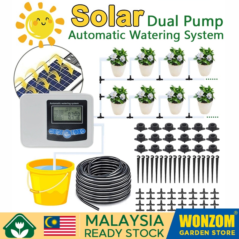 [Dual Pump Upgraded]Solar Automatic Watering System, Houseplants Self ...