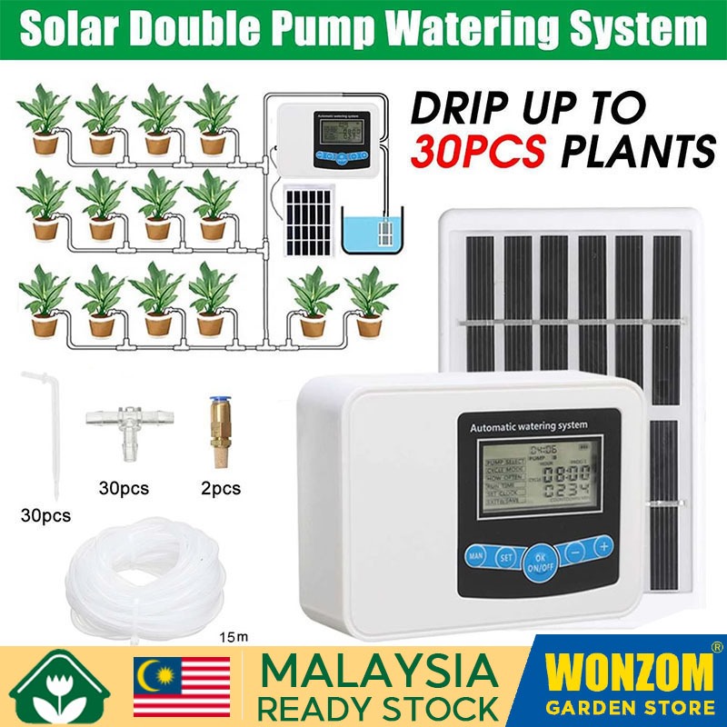 Dual Pump Automatic Solar Watering System,Houseplants Self Watering ...