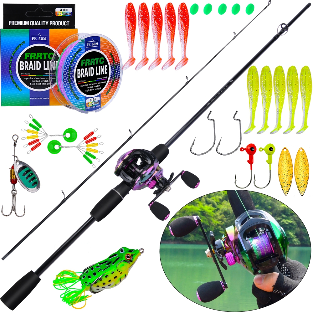 1.6m/1.8m Fishing Rod Reel Combo 2 Section Fishing Bait Set Baitcasting ...