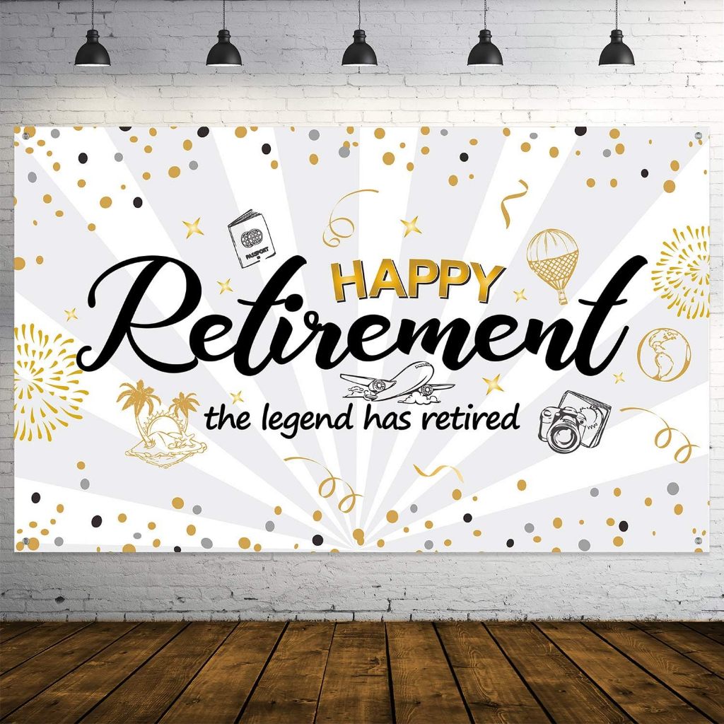 7x5ft Happy Retirement Party Photography Backdrop Black and Gold ...