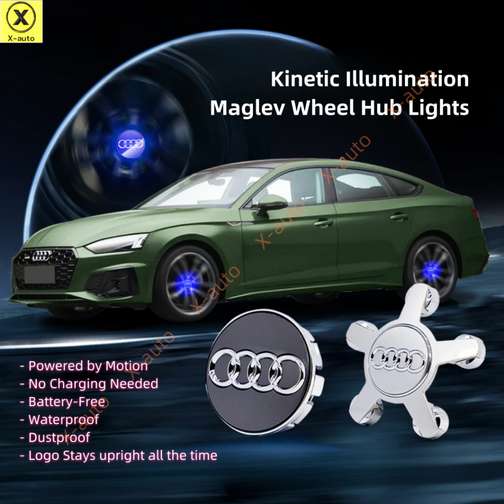 AUDI 4pcs Kinetic Illumination Maglev Suspension Wheel Hub Lights ...