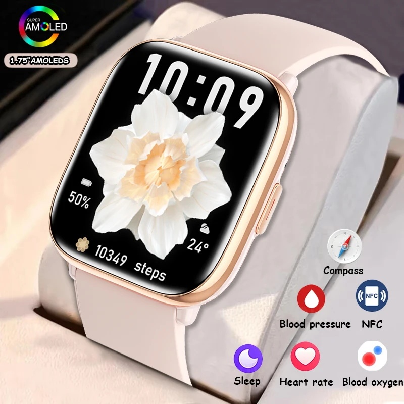 AMOLED 40MM Smart Watch Men Women Calendar Bluetooth Call NFC ...
