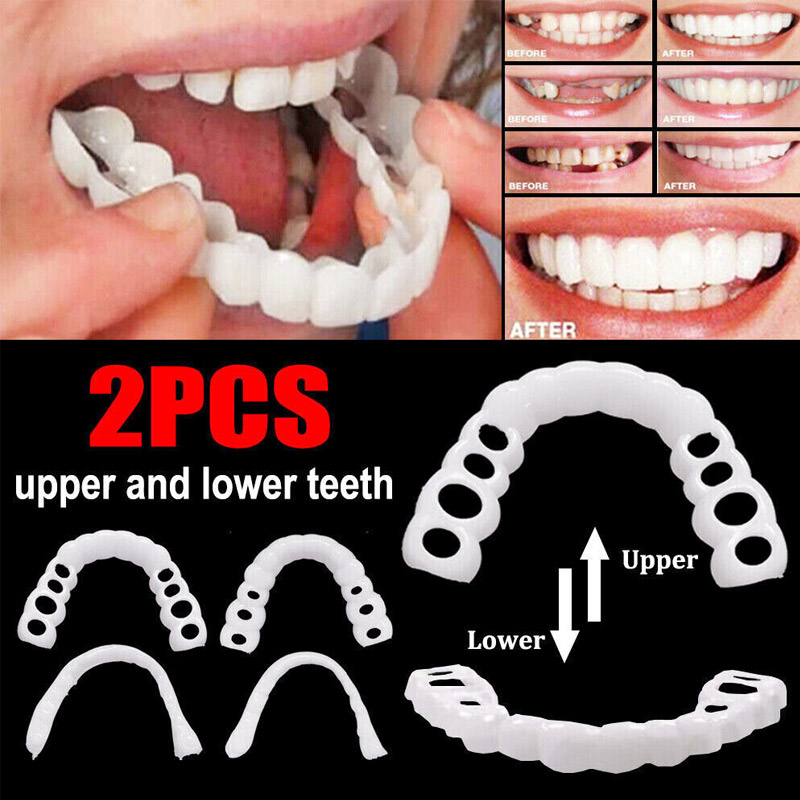 Snap On Tooth Cover False Teeth Upper & Lower Dental Veneers Dentures ...