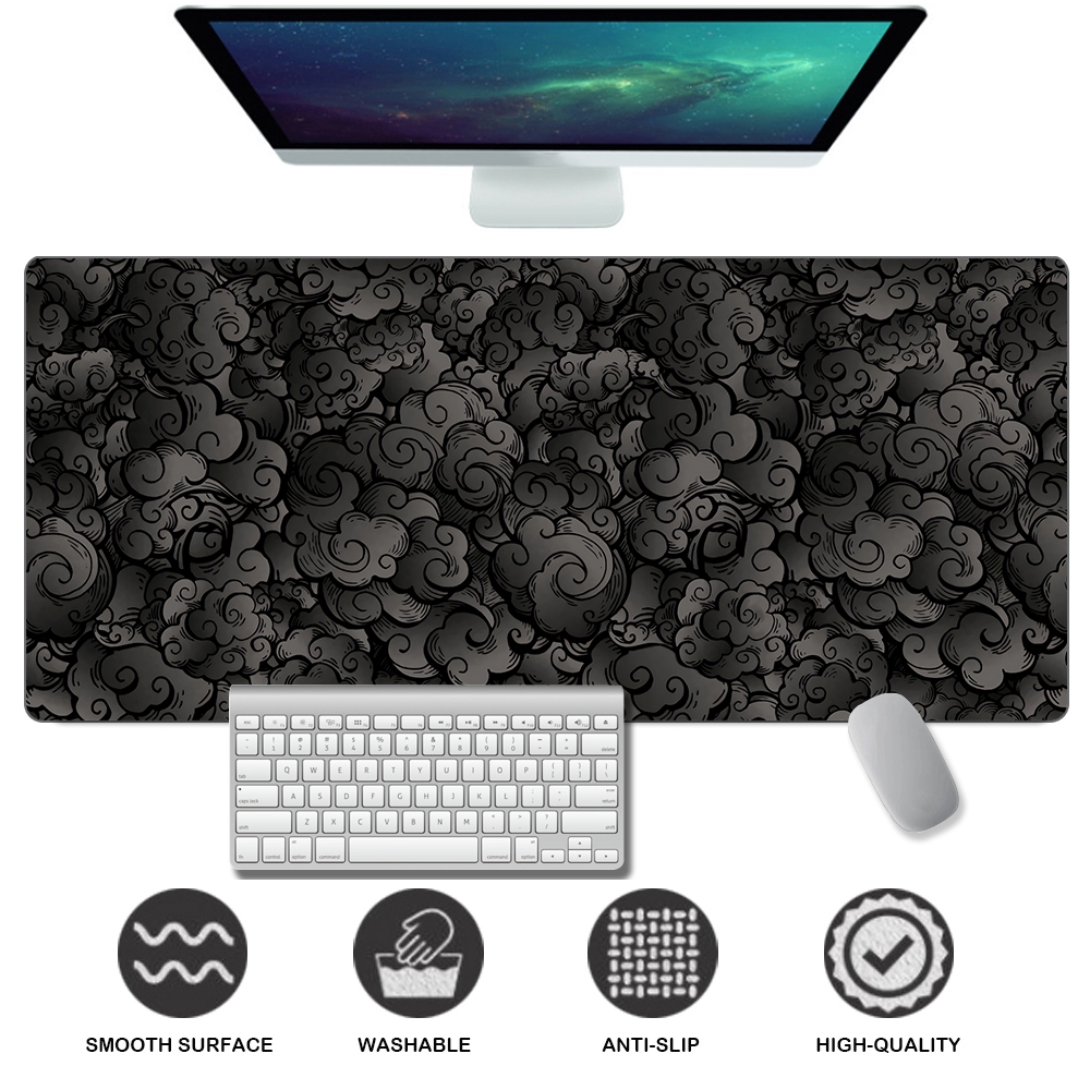 Black Japanese Clouds Mouse Pad Gaming XL Home New HD Mousepad XXL ...