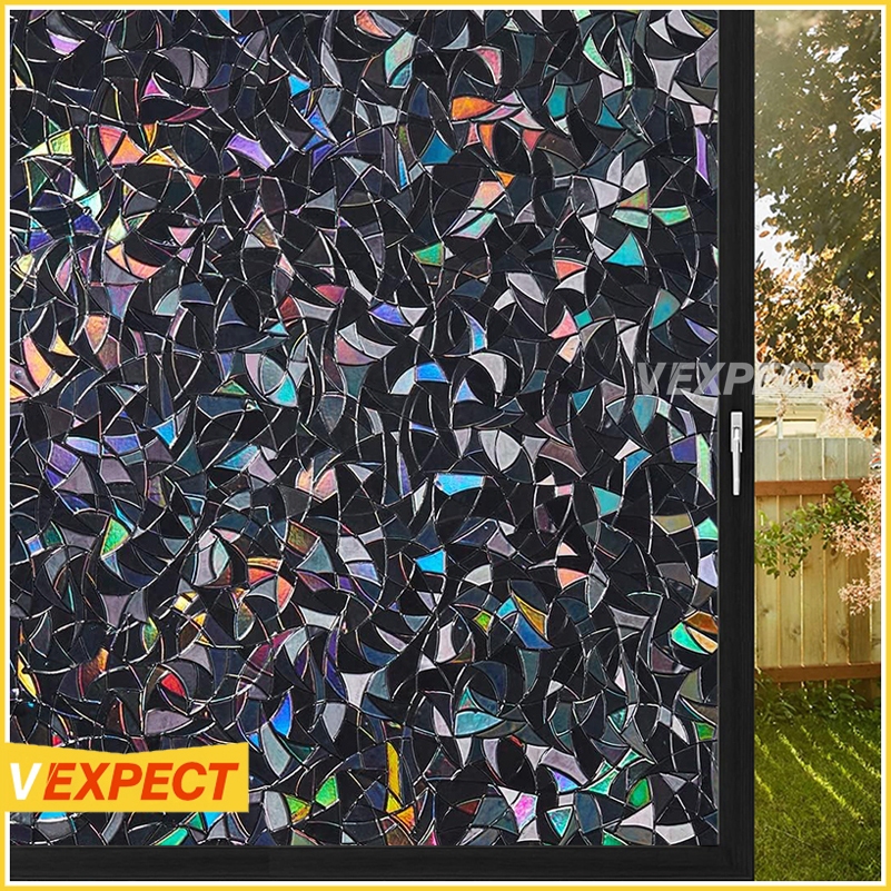 Window Privacy Film Sticker Rainbow Static Cling Stained Glass Window ...