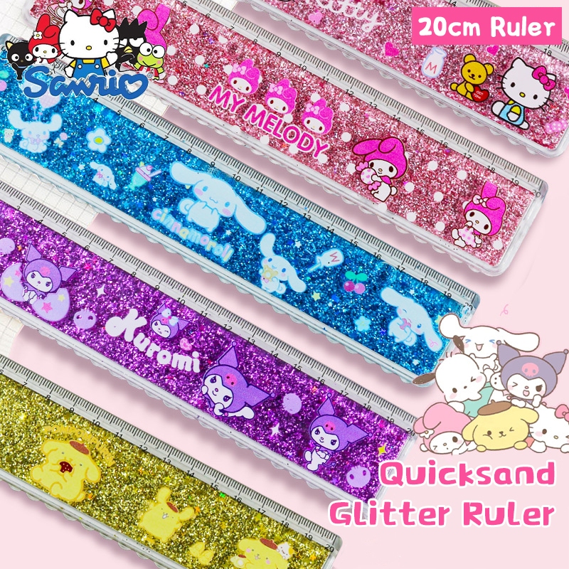 20cm Quicksand Glitter Ruler Cute Cartoon Plastic Straight Ruler ...