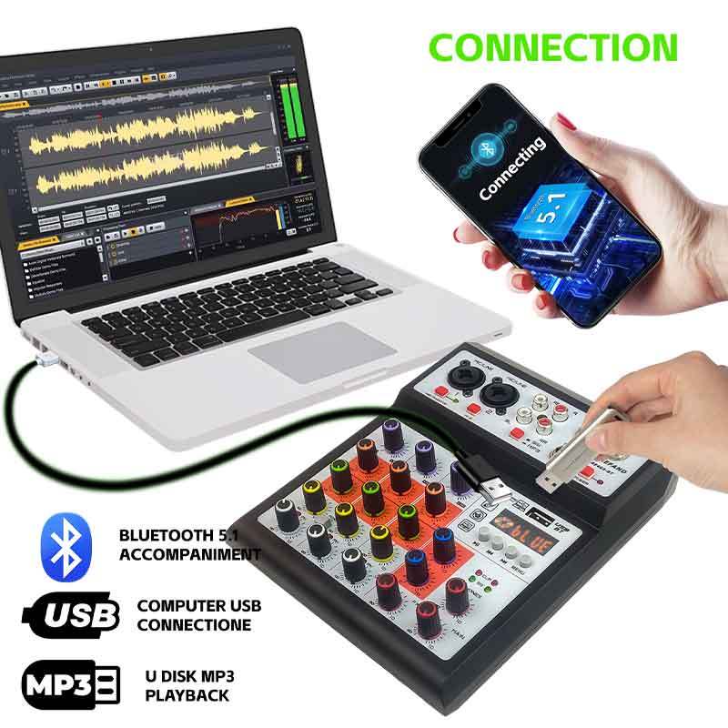 MOREFAND Bluetooth 4 Channel Audio Mixer RE403 | Shopee Malaysia