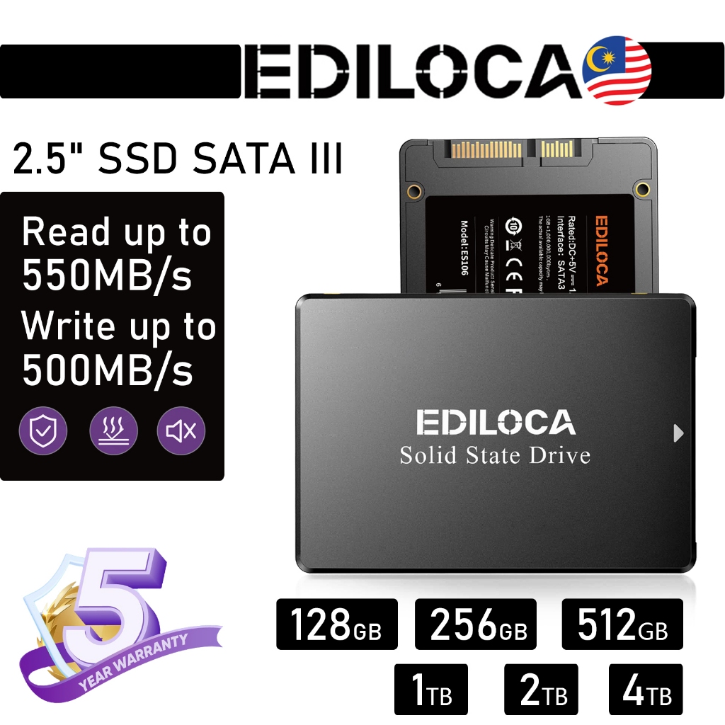EDILOCA ES106 Internal SSD SATA III (2.5"/1TB/2TB/4TB)3D NAND TLC ...