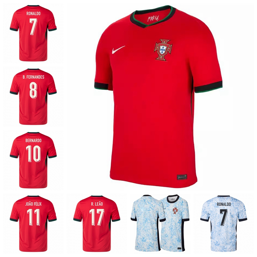 2024-25 Portugal Home Away UEFA European Football Championship Short Sleeve Jersey Pepe ...