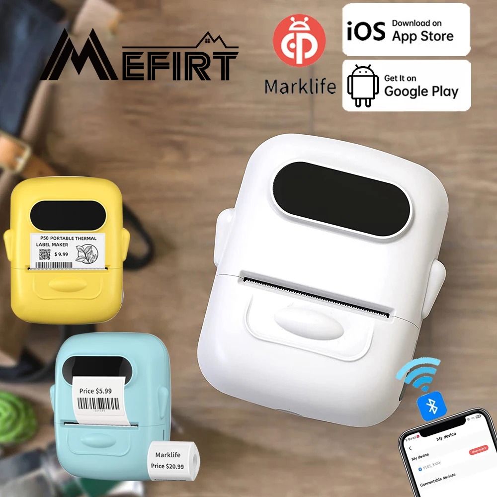 Mini Thermal Label Printer P50 12-57mm Portable Tag Printer Inkless ...