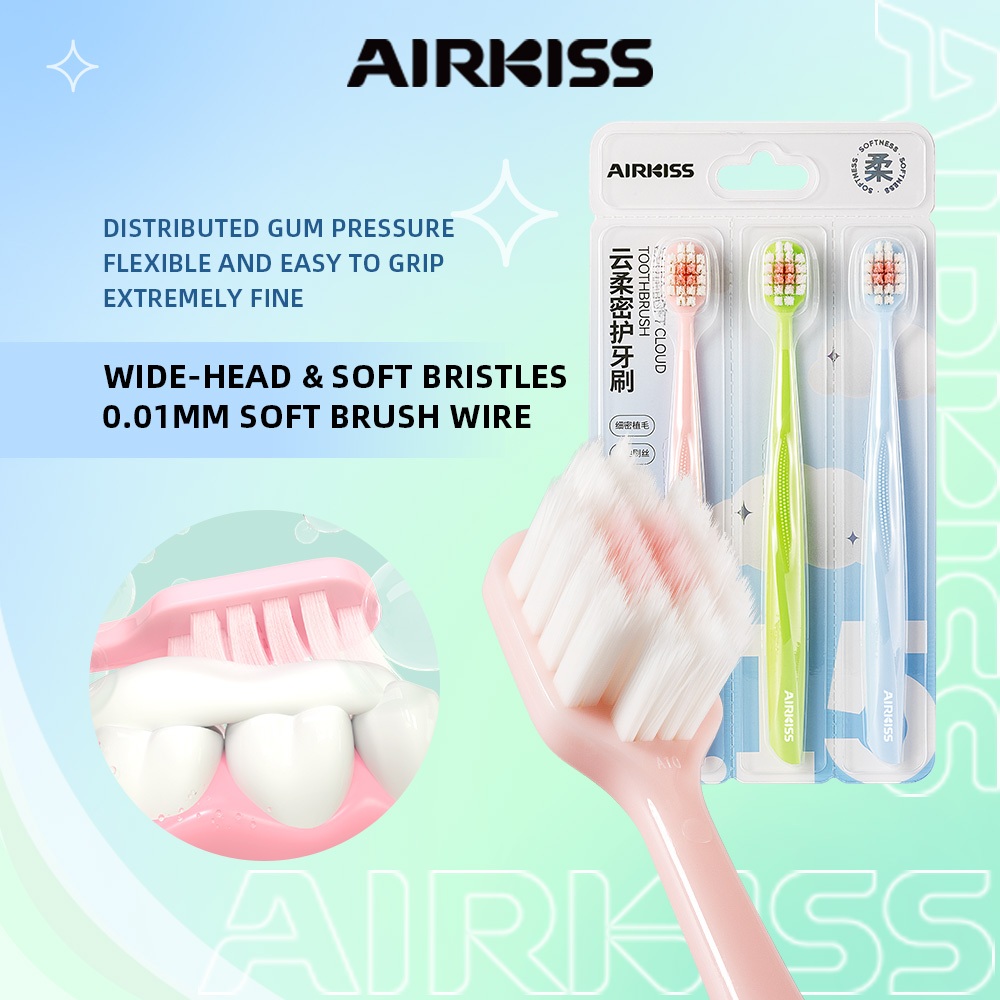 AIRKISS Toothbrush 3PCS Oral Care Toothbrush Soft Deep Clean Easy Clean ...