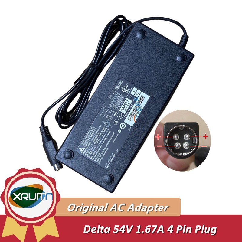 Genuine Delta ADP-90CR B ADP-90DR B 4 Pin Din Laptop Charger AC Adapter 54V 1.67A 90W Power ...