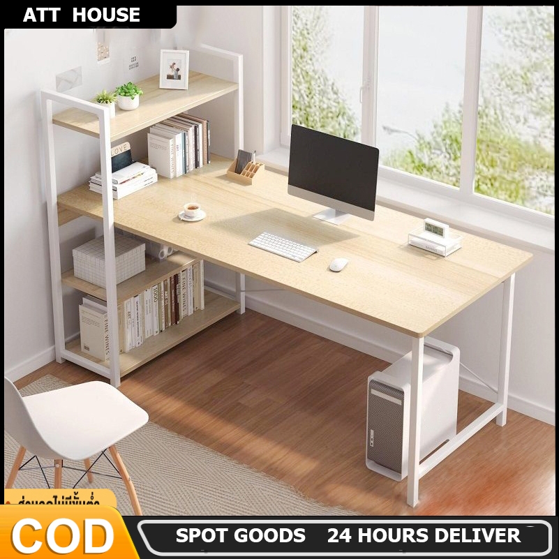 Modern Computer Desk with shelf Office Deck Study Deck Writing Desk ...