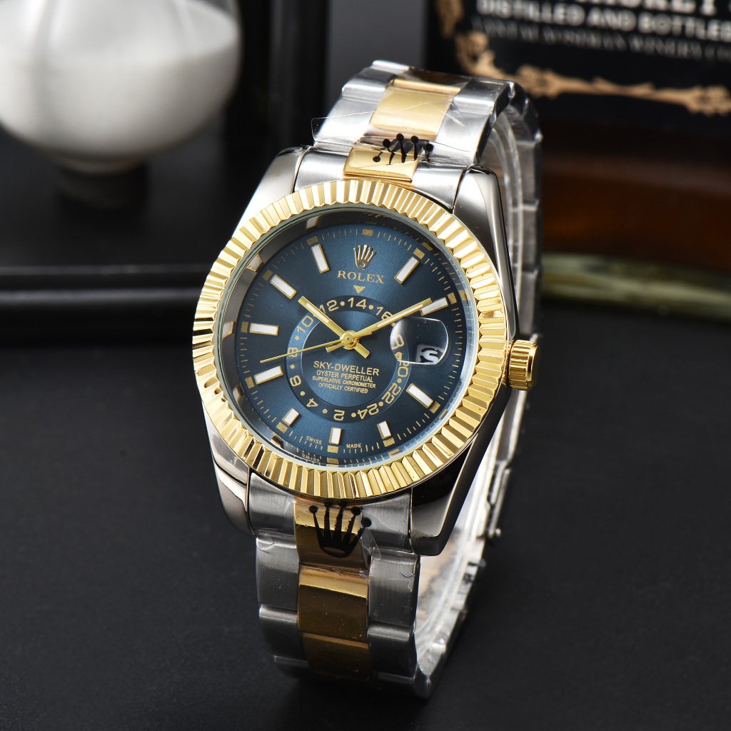 R ROLEX ROLEX Aviator Series Quartz Movement Date Month Display Dual ...