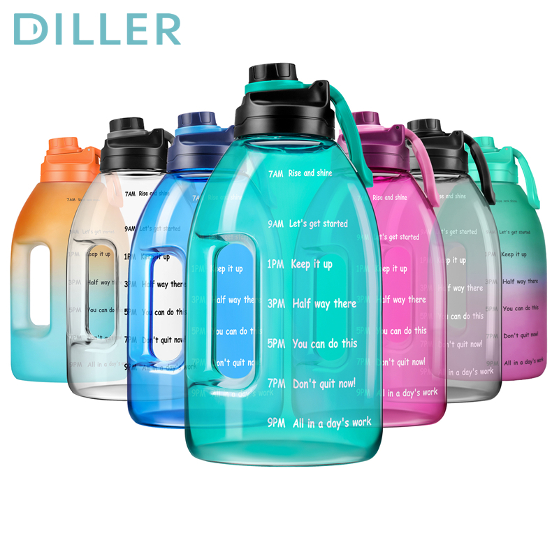 Diller 1 Gallon Bpa Free Drinking Bottle With Time Marker, Large ...