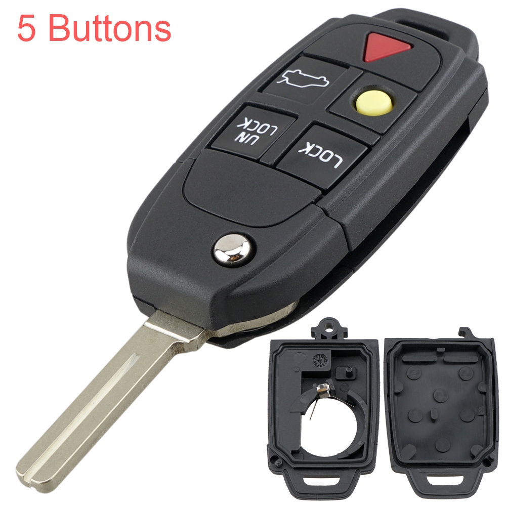 5 Buttons Flip Remote Key Shell Case FOB for VOLVO S60r S80 V70 XC7 ...