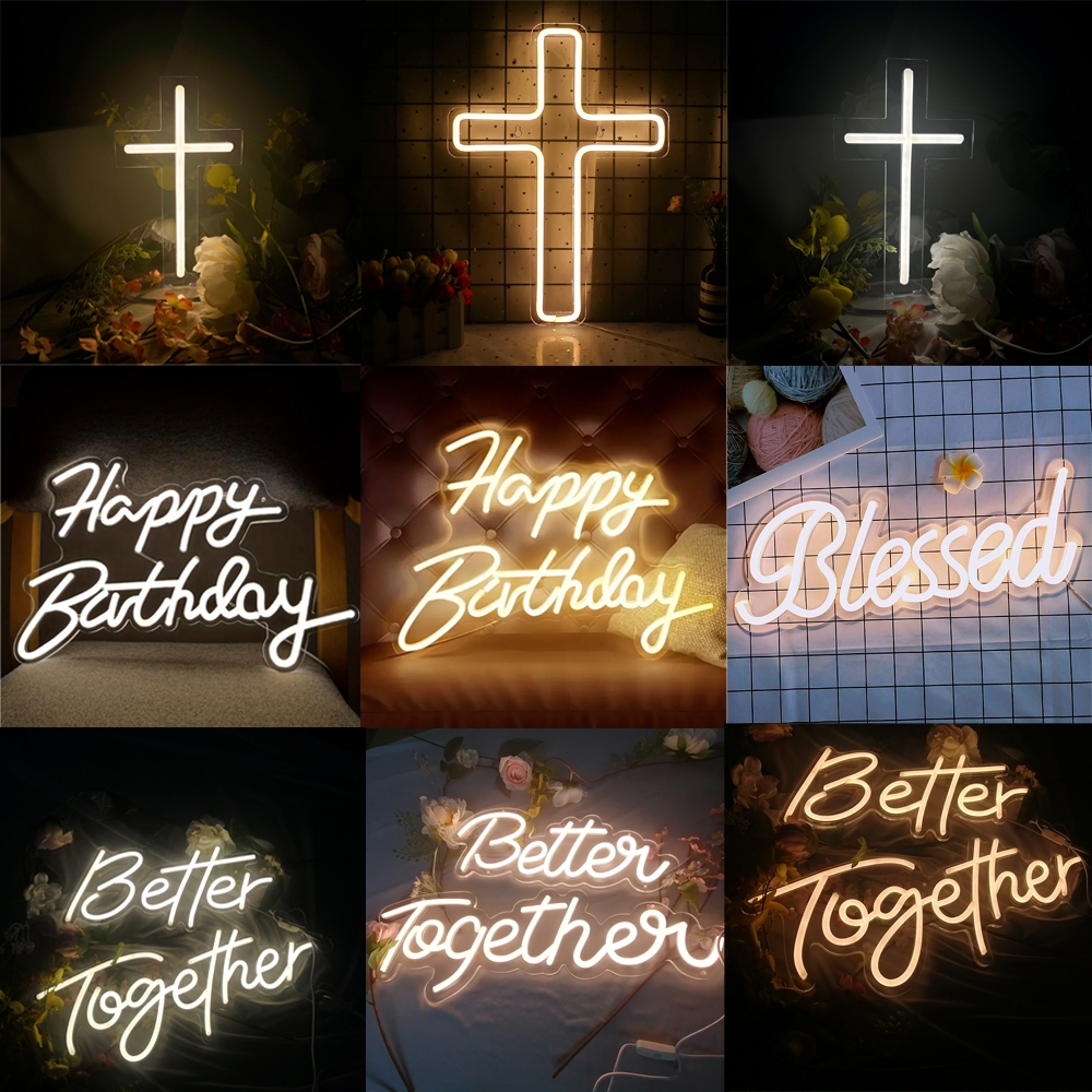 Led Happy Birthday Neon Sign for Party Decor Led Neon Light USB Powered ...