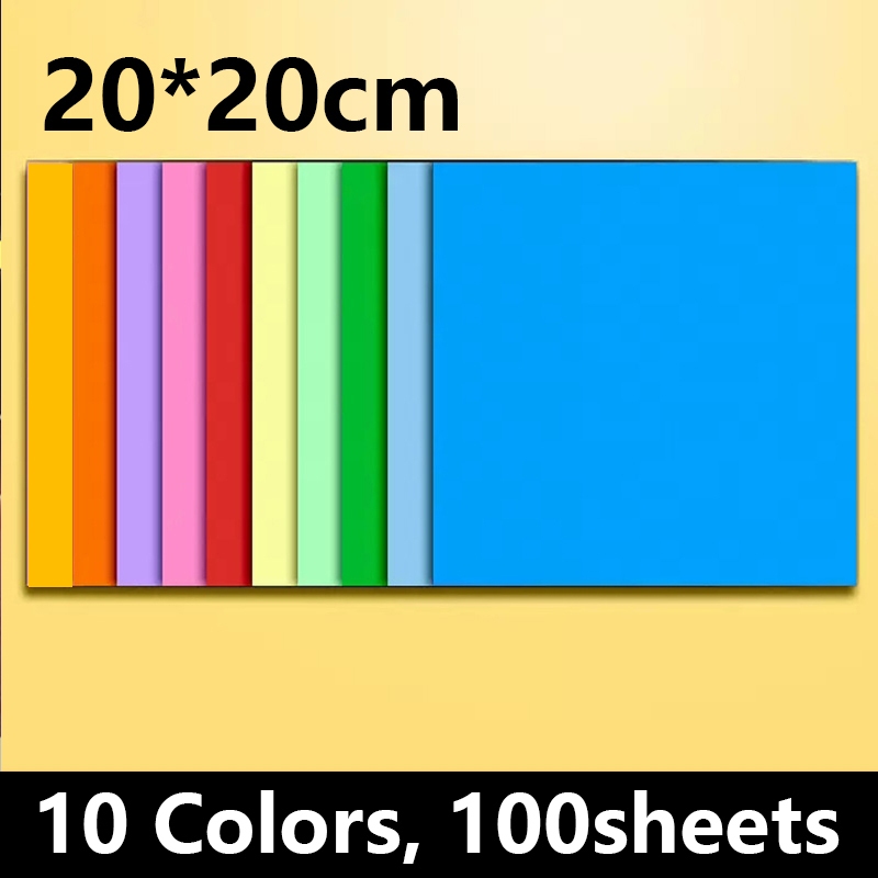 100Sheets/set Origami Paper Assorted Sizes DIY Paper Vivid Colored ...