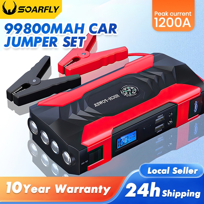 🔥10 years warranty🔥99800mAh 12V Car Jumper Car Tyre Car Pump Starter ...